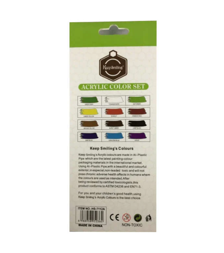 Keep Smiling Acrylic 12 Color Set - Stationery Store